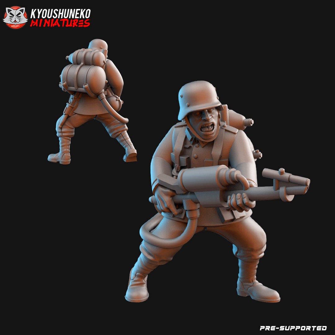 WW2 German Flamethrower Unit Kyoushuneko Miniatures 3D Printed Tabletop ...