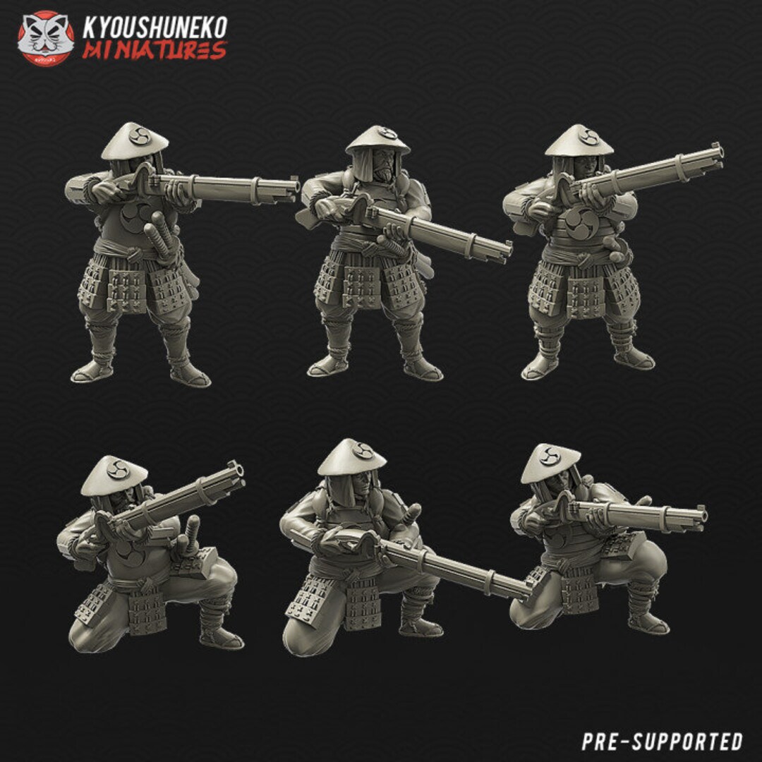 Japanese Samurai Army Ashigaru Musketmen Kyoushuneko Miniatures 3D ...