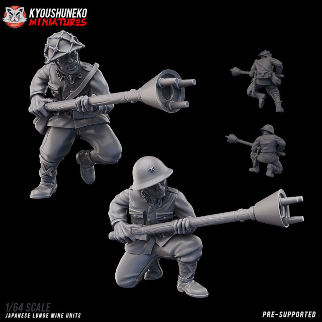 WW2 Imperial Japanese Lunge Mine Units Kyoushuneko Miniatures 3D ...