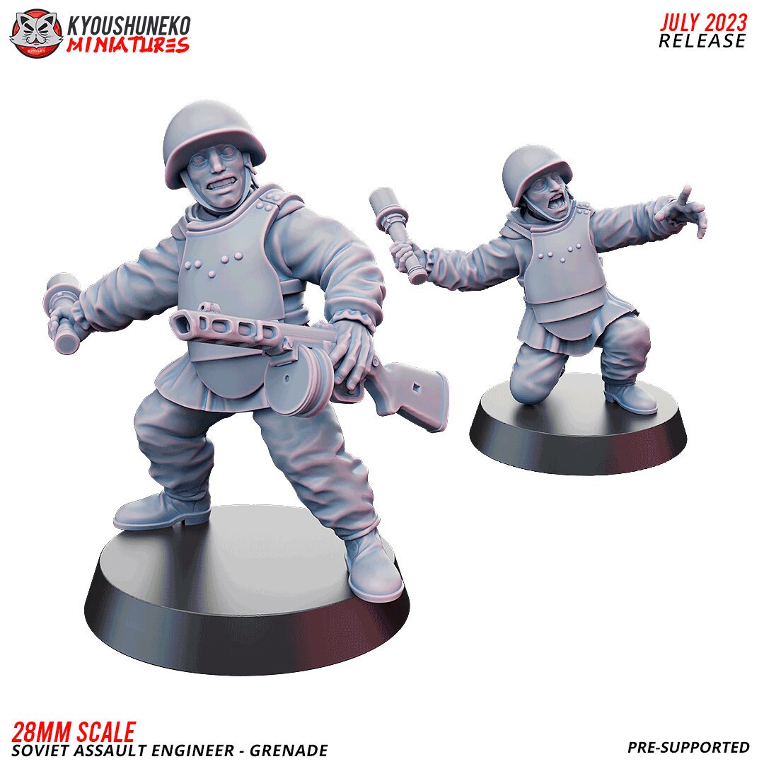 WW2 Soviet Assault Engineer Grenade Throwers Kyoushuneko Miniatures 3D ...