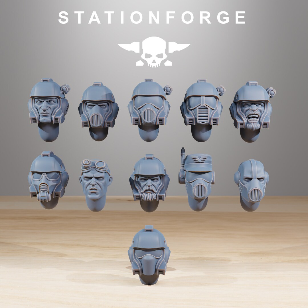 Vaskar Commando Heads Pack of 11 Station Forge 3D Printed Kitbash Bits ...