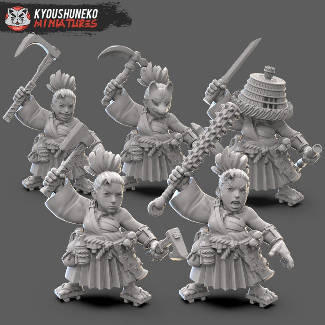 Dwarf Army Female Samurai Ronin Kyoushuneko Miniatures 3D - Etsy
