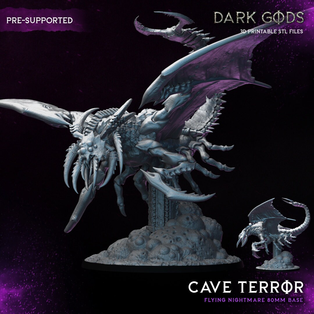 Cave Terror Flying Demonic Beast Dark Gods 3D Printed Tabletop ...