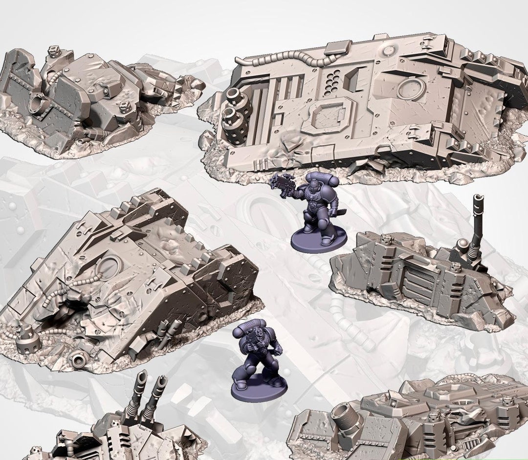 Crashed Tanks • Grimdark Gothic • Scatter Terrain • Txarli Factory - Etsy