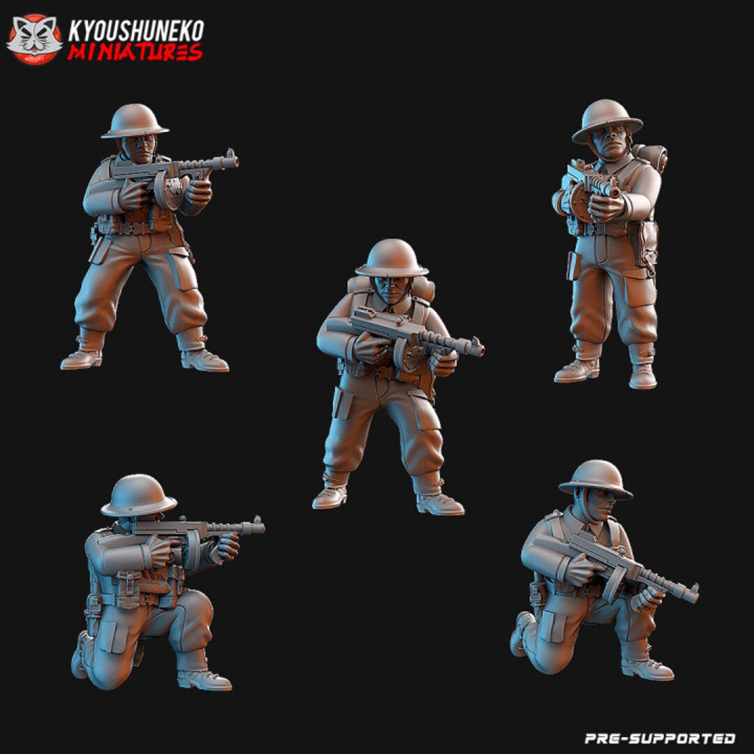 WW2 Great Britain SMG Infantry Units Kyoushuneko Miniatures 3D Printed ...