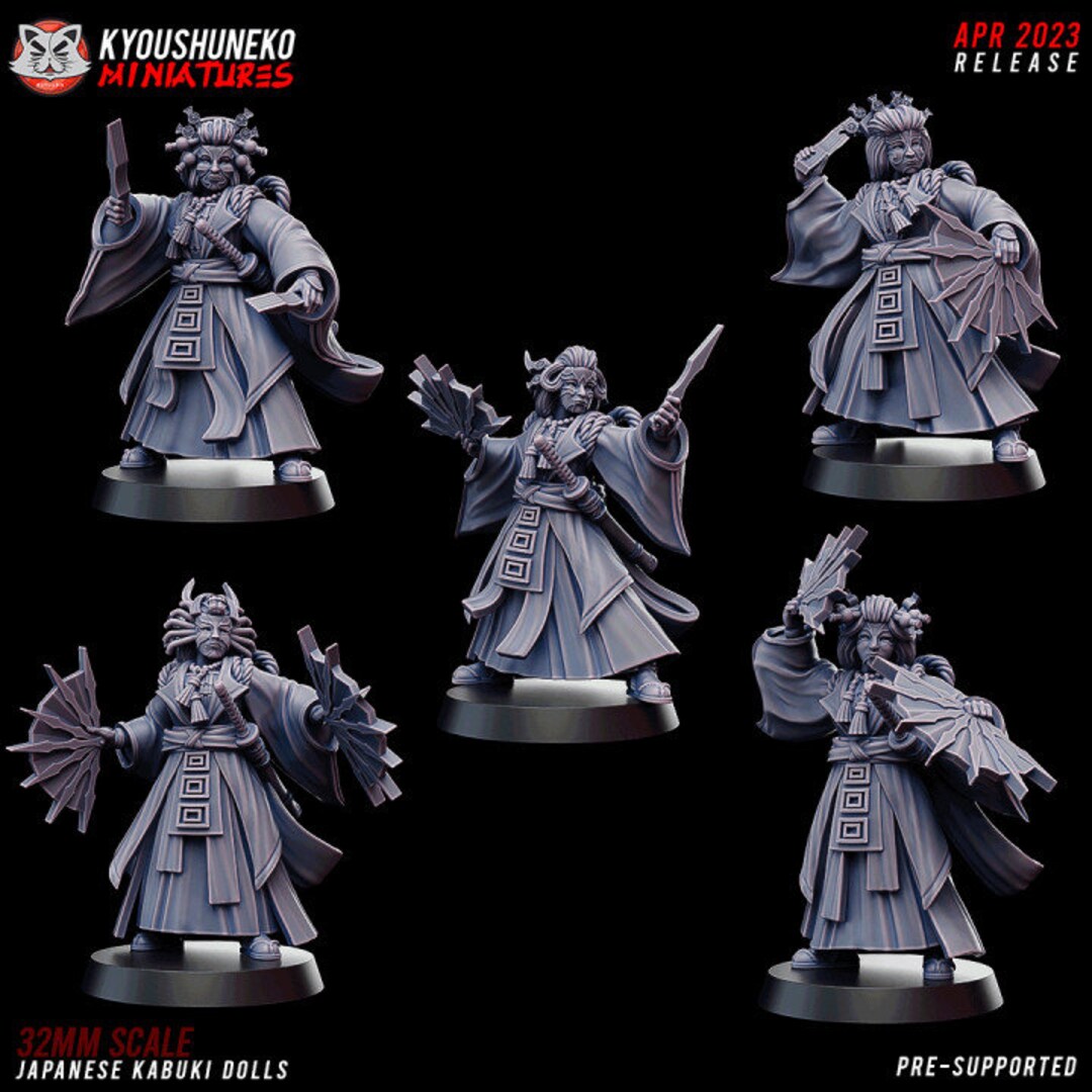 Japanese Kabuki Dolls Kyoushuneko Miniatures 3D Printed Tabletop ...