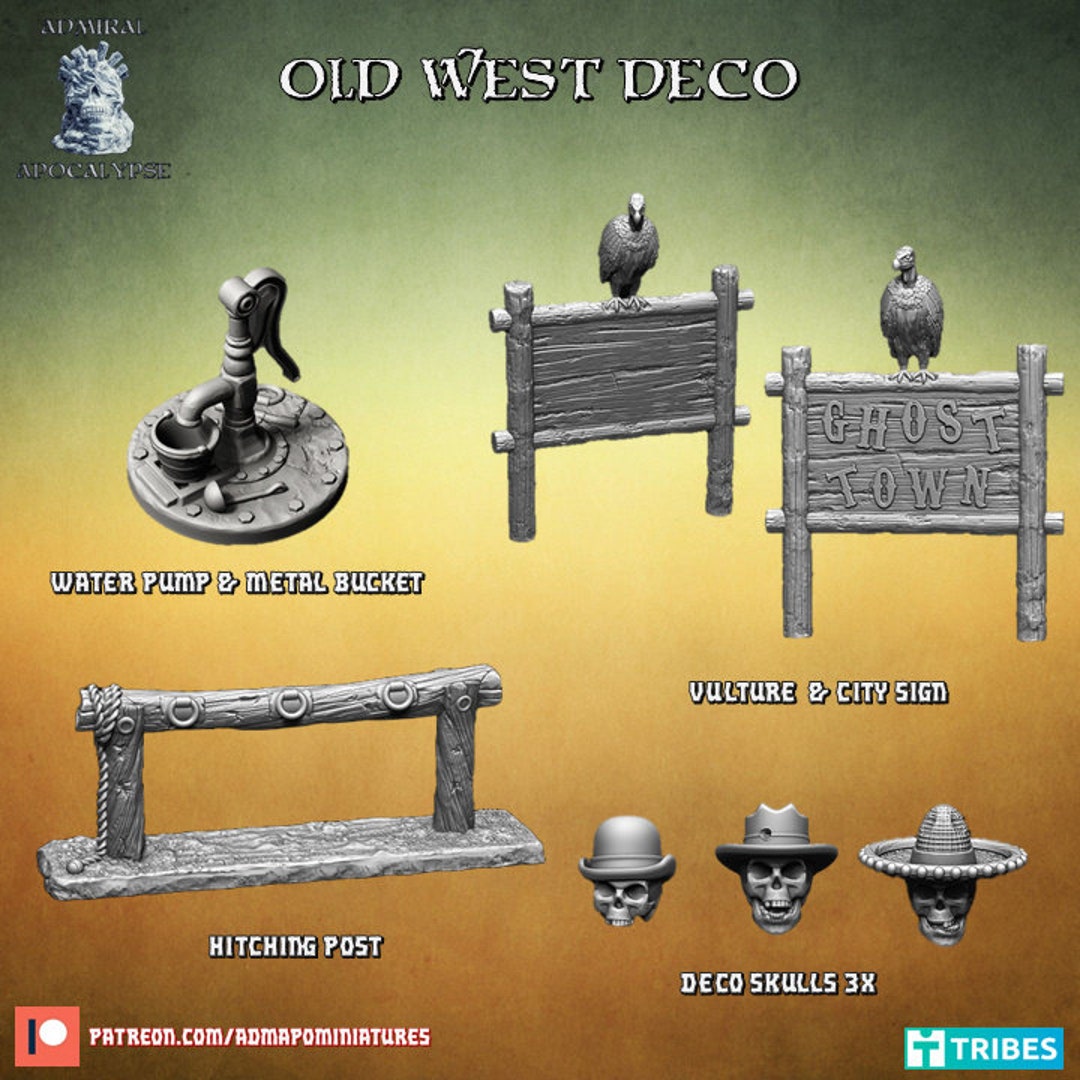 Wild West Props • Terrain • Admiral Apocalypse • 3D Printed Tabletop ...