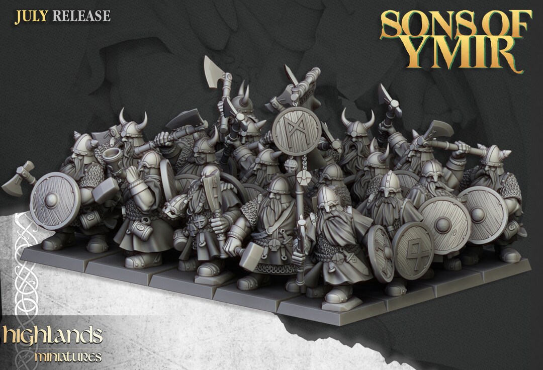 Dwarf Warriors Sons of Ymir Highlands Miniatures 3D Printed Tabletop ...