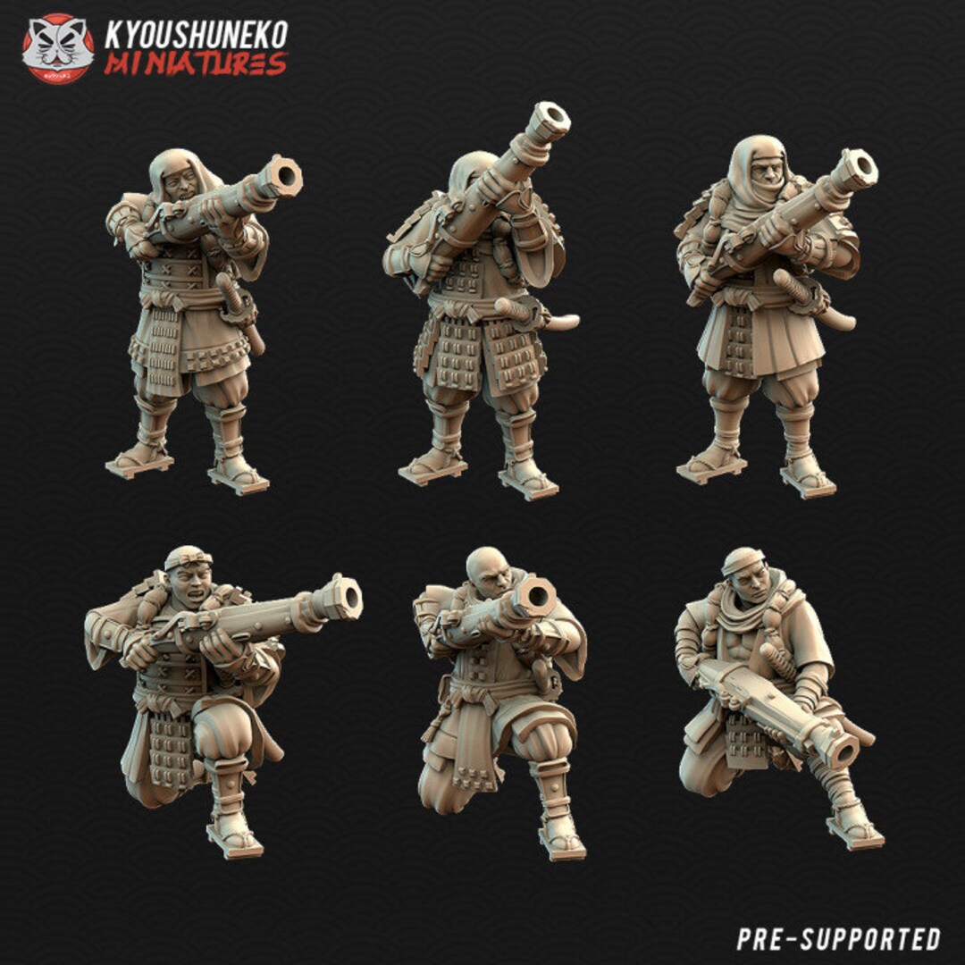 Japanese Samurai Army Sohei Monk Ozutsu Units Kyoushuneko Miniatures 3D ...