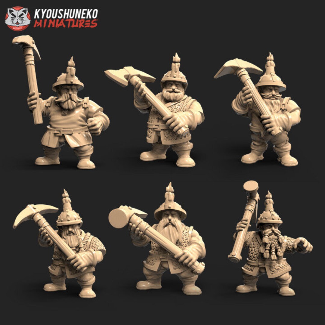 Dwarf Army Miner Units Kyoushuneko Miniatures 3D Printed Tabletop ...