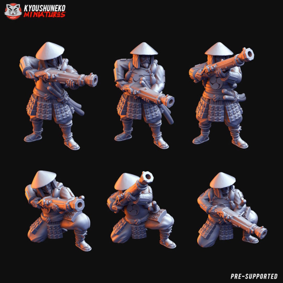Japanese Samurai Army Ozutsu Ashigaru Units Kyoushuneko Miniatures 3D ...