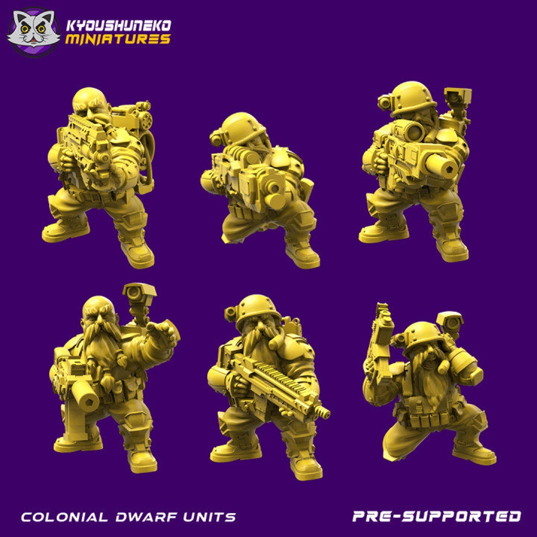 Cyberpunk Squat Dwarves Space Infantry Units Kyoushuneko Miniatures 3D ...