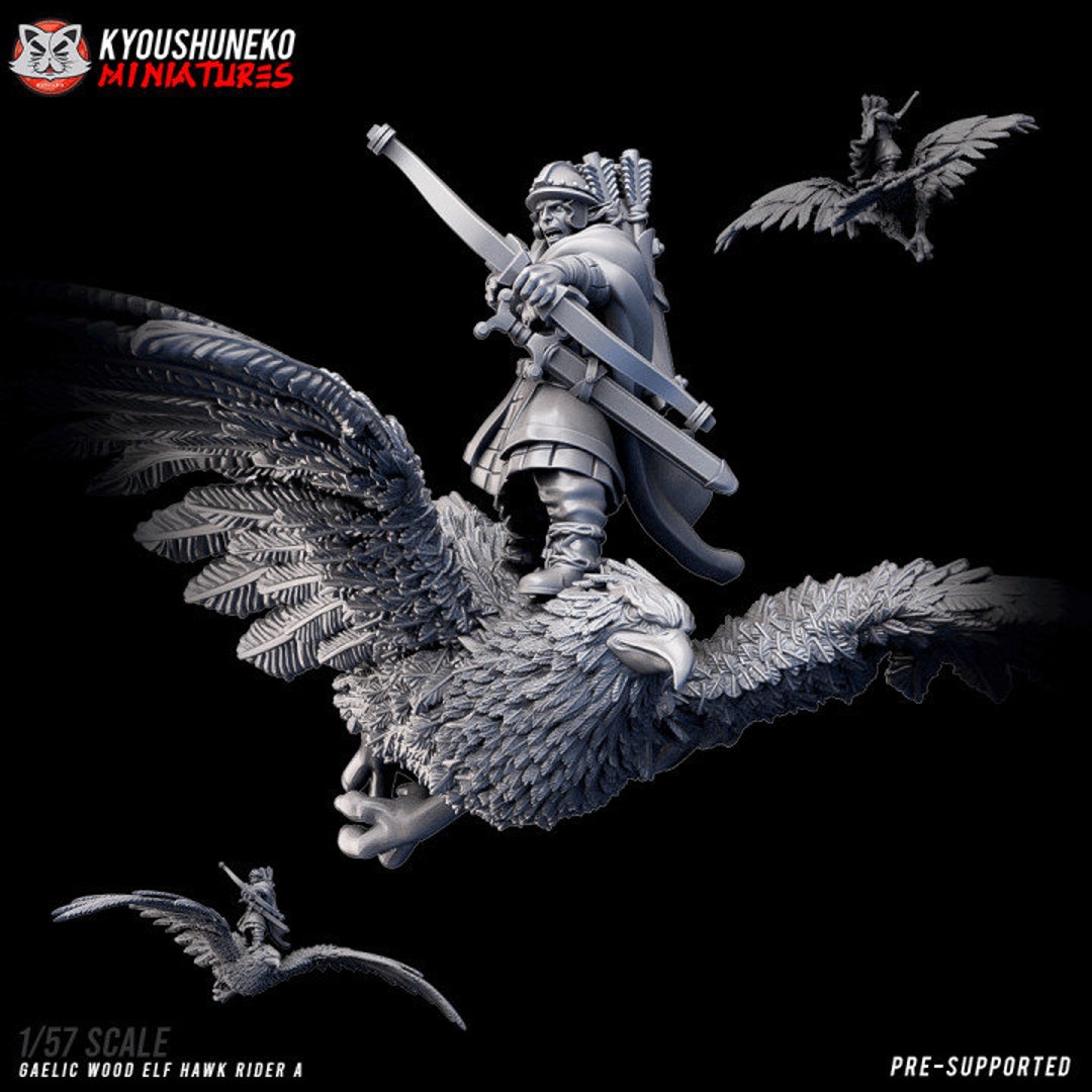 Gaelic Wood Elf Hawk Rider Kyoushuneko Miniatures 3D Printed Tabletop ...