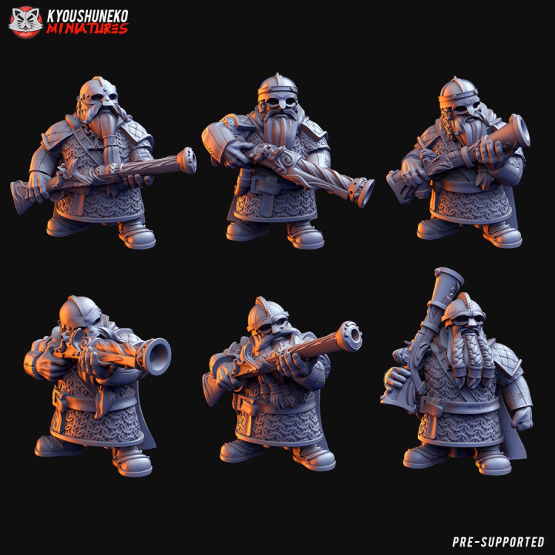 Dwarf Army Musketmen Kyoushuneko Miniatures 3D Printed Tabletop ...