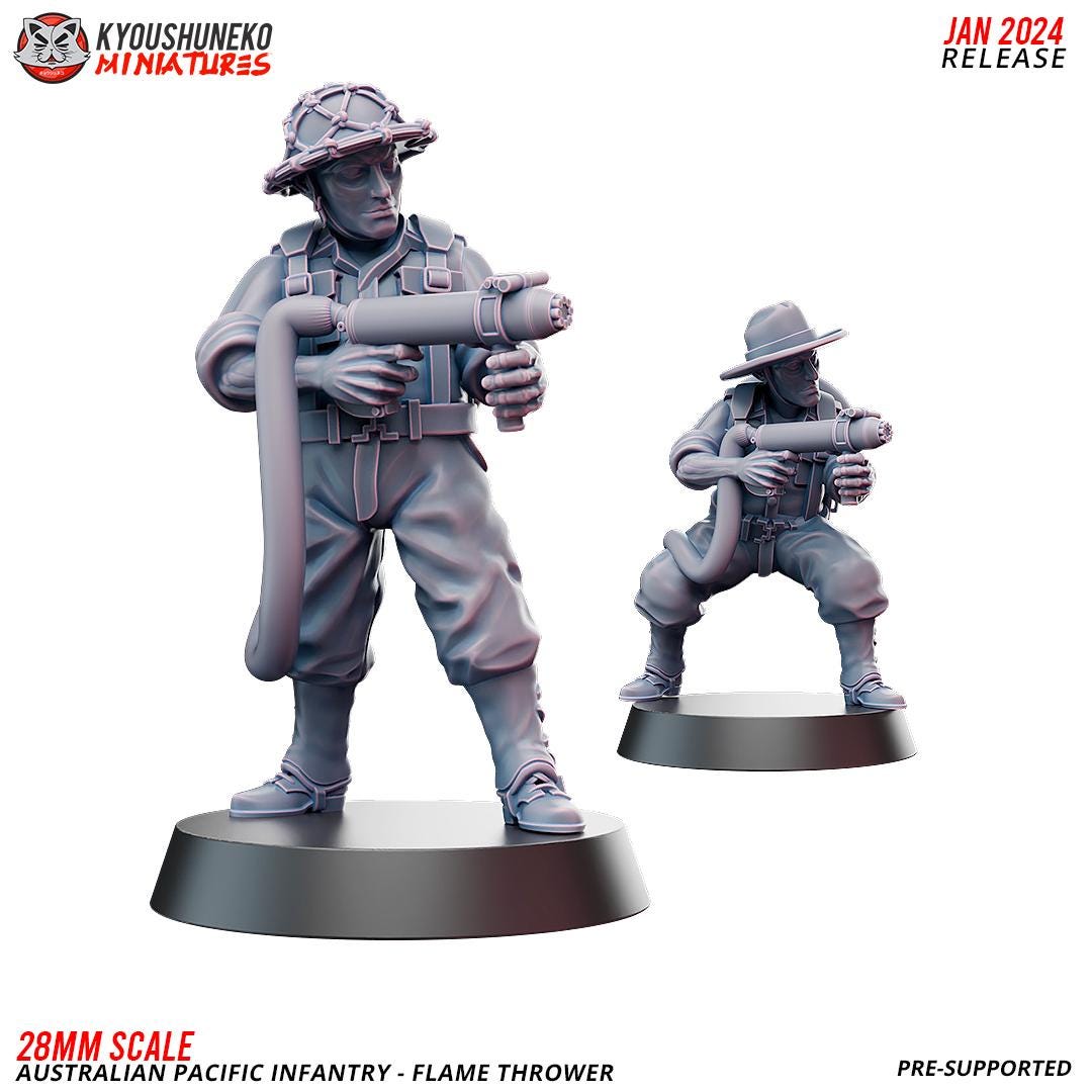 WW2 Australian Pacific Infantry Flamethrower Team Kyoushuneko ...