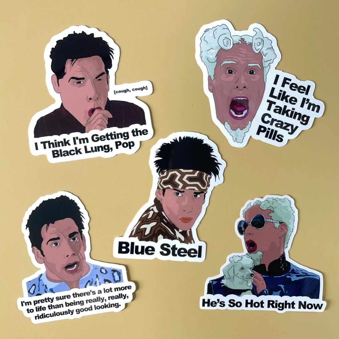 Zoolander Vinyl Sticker Pack of 5 - Waterproof - Dishwasher Safe ...
