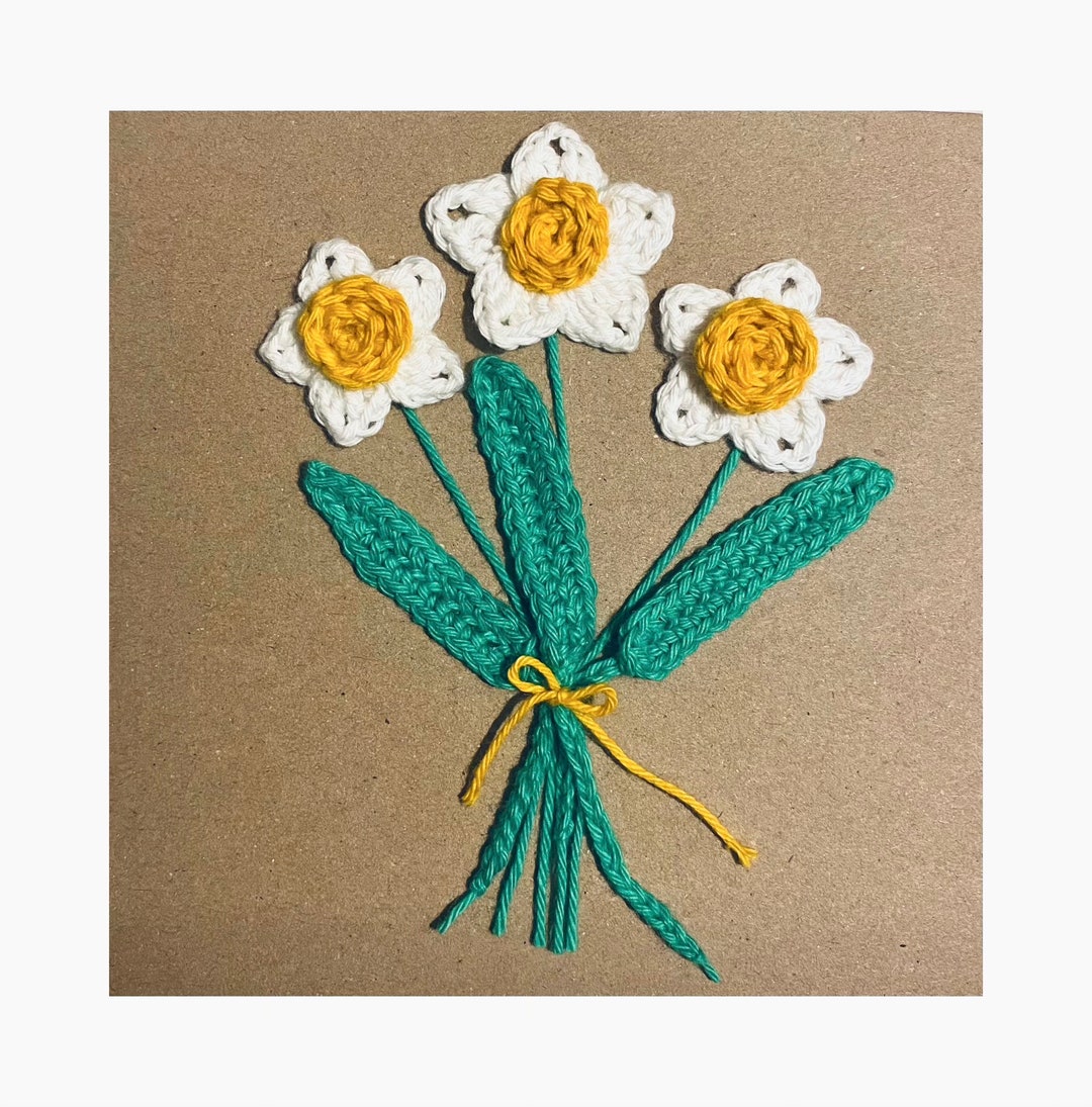 Happy Birthday Hand Crochet Flower Card for Dad ,mum or Friends and ...