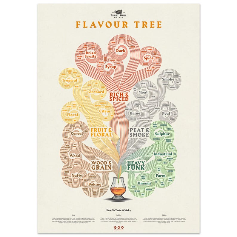 Flavour Tree - Whisky Tasting Rolled Poster | Light Edition - Etsy