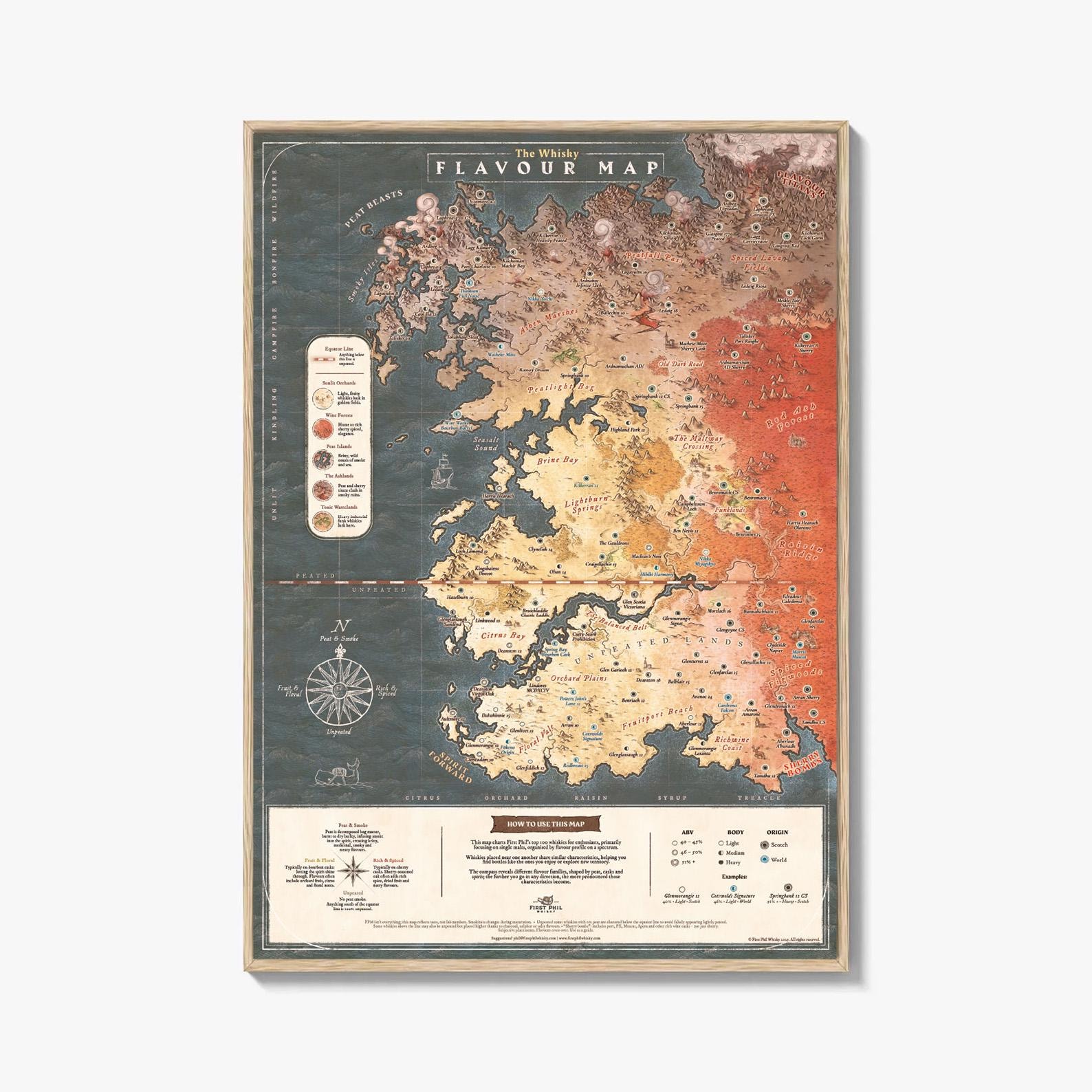 Whisky Flavour Map Rolled Poster | 100 Whiskies Organised by Taste ...