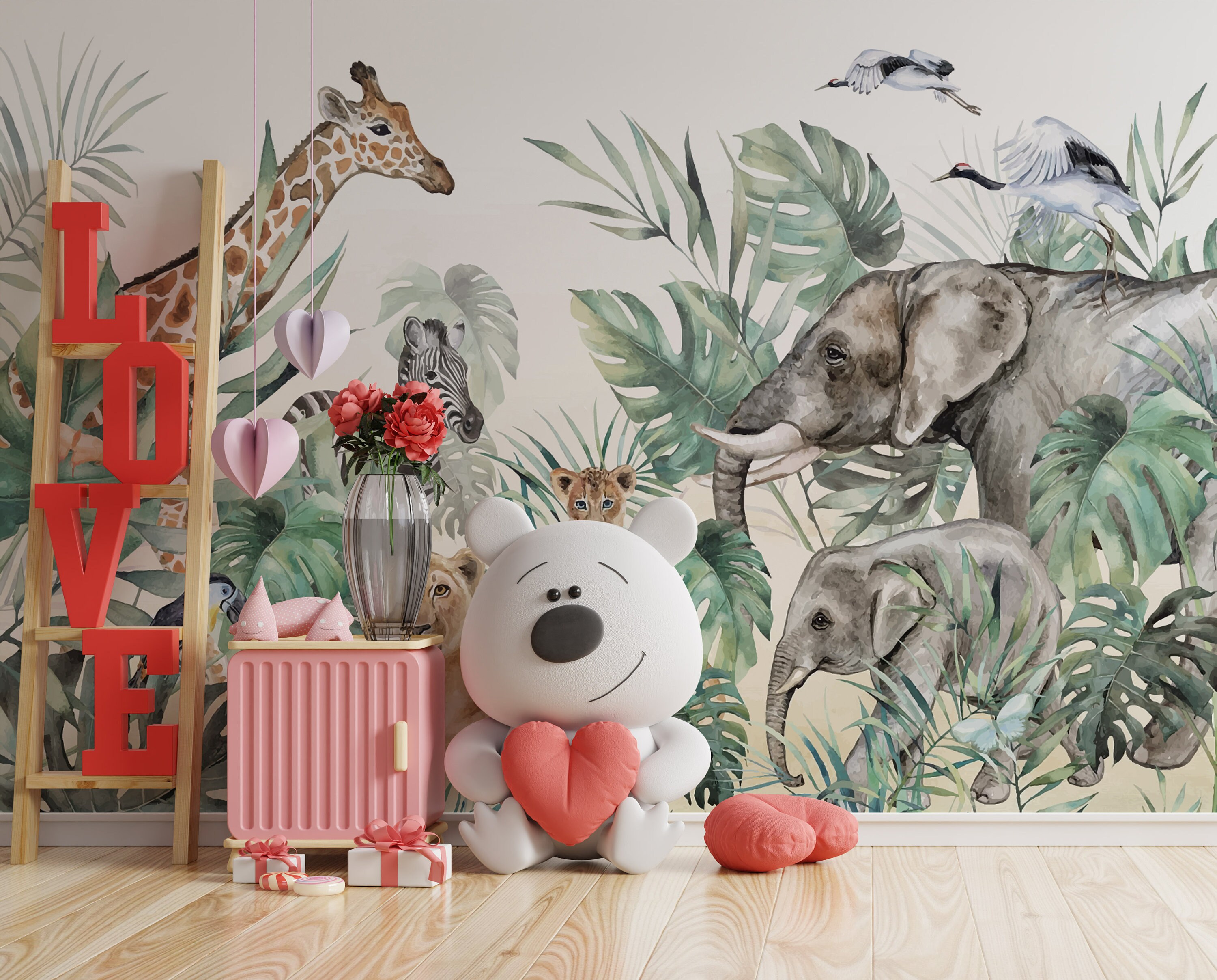 Safari Wallpaper, Vector Pattern, Jungle Wallpaper for Children With ...