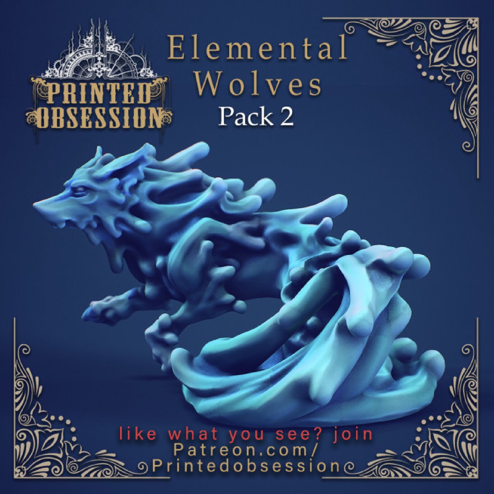 Water Elemental Dire Wolf Summon - Printed Obsession - D&D Dungeons and ...
