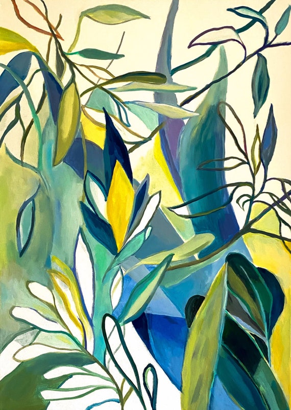 Daylight Garden Handmade Botanical Colorful Acrylic on | Etsy