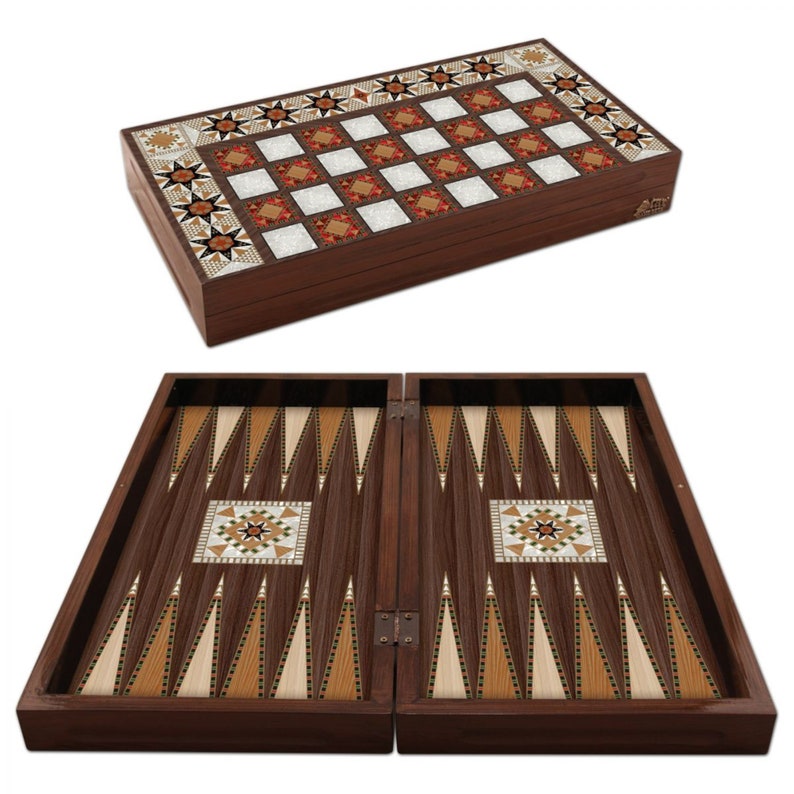 Turkish Backgammon Set – Mother of Pearl Design, Wooden Board - Etsy