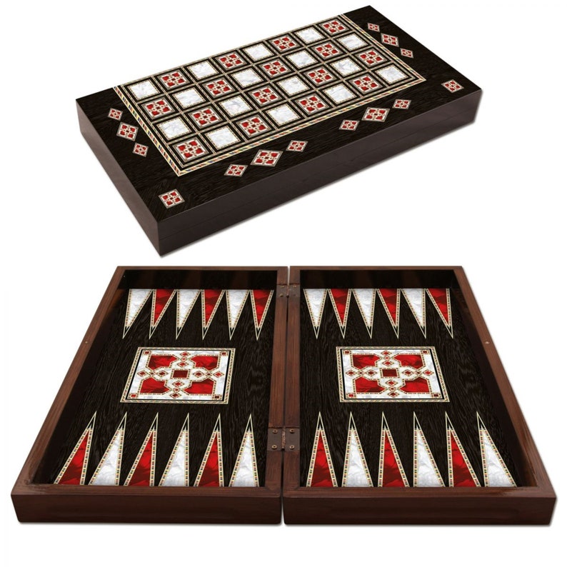 Turkish Backgammon Set – Mother of Pearl Design, Wooden Board - Etsy
