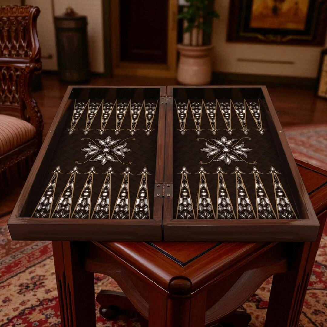 Turkish Backgammon Set – Mother of Pearl Design, Wooden Board - Etsy