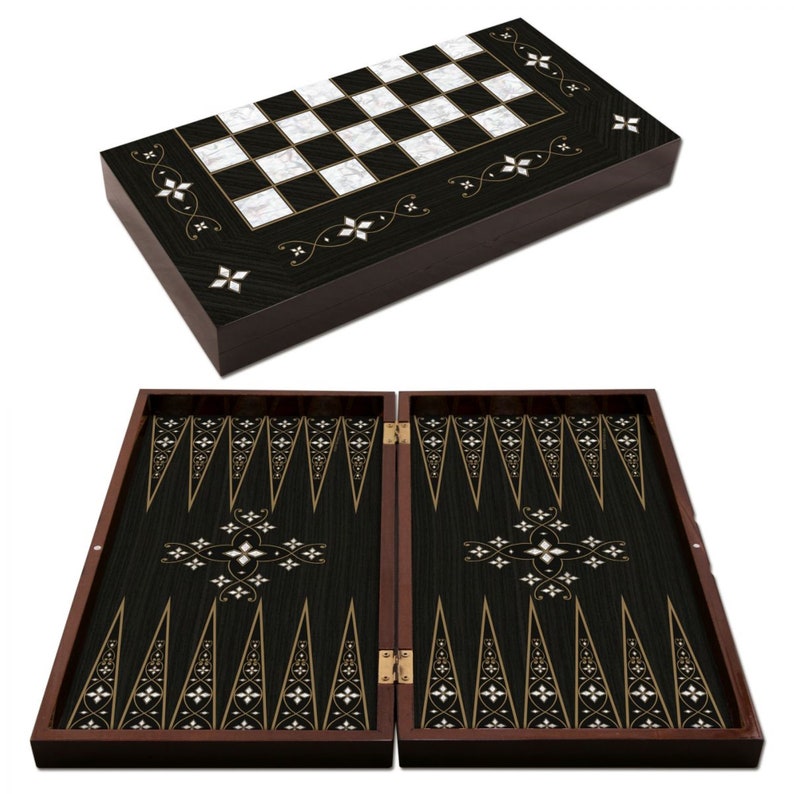 Turkish Backgammon Set – Mother of Pearl Design, Wooden Board - Etsy