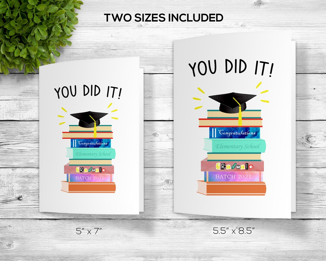 Custom Printable Elementary School Graduation Greeting, Downloadable ...