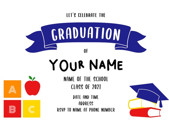 Custom Printable Kindergarten Graduation Invitation - Etsy