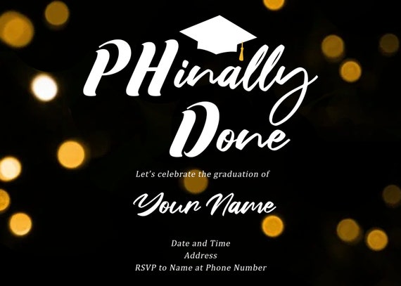 Custom Printable Phd Graduation Invitation Downloadable Phd | Etsy