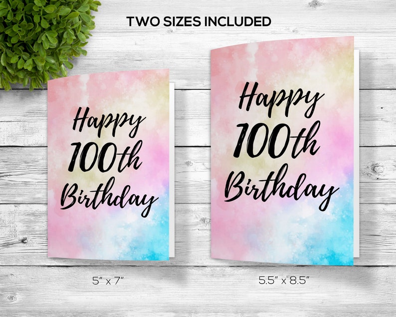 Custom Printable 100th Birthday Greeting, Downloadable 100th Birthday ...