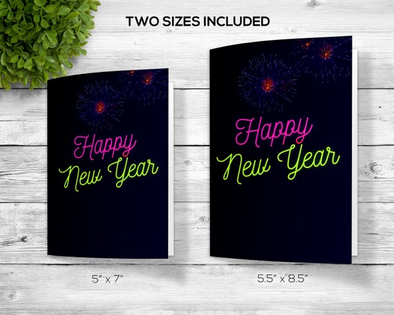 Happy New Year Greeting Card Printable Happy New Year | Etsy
