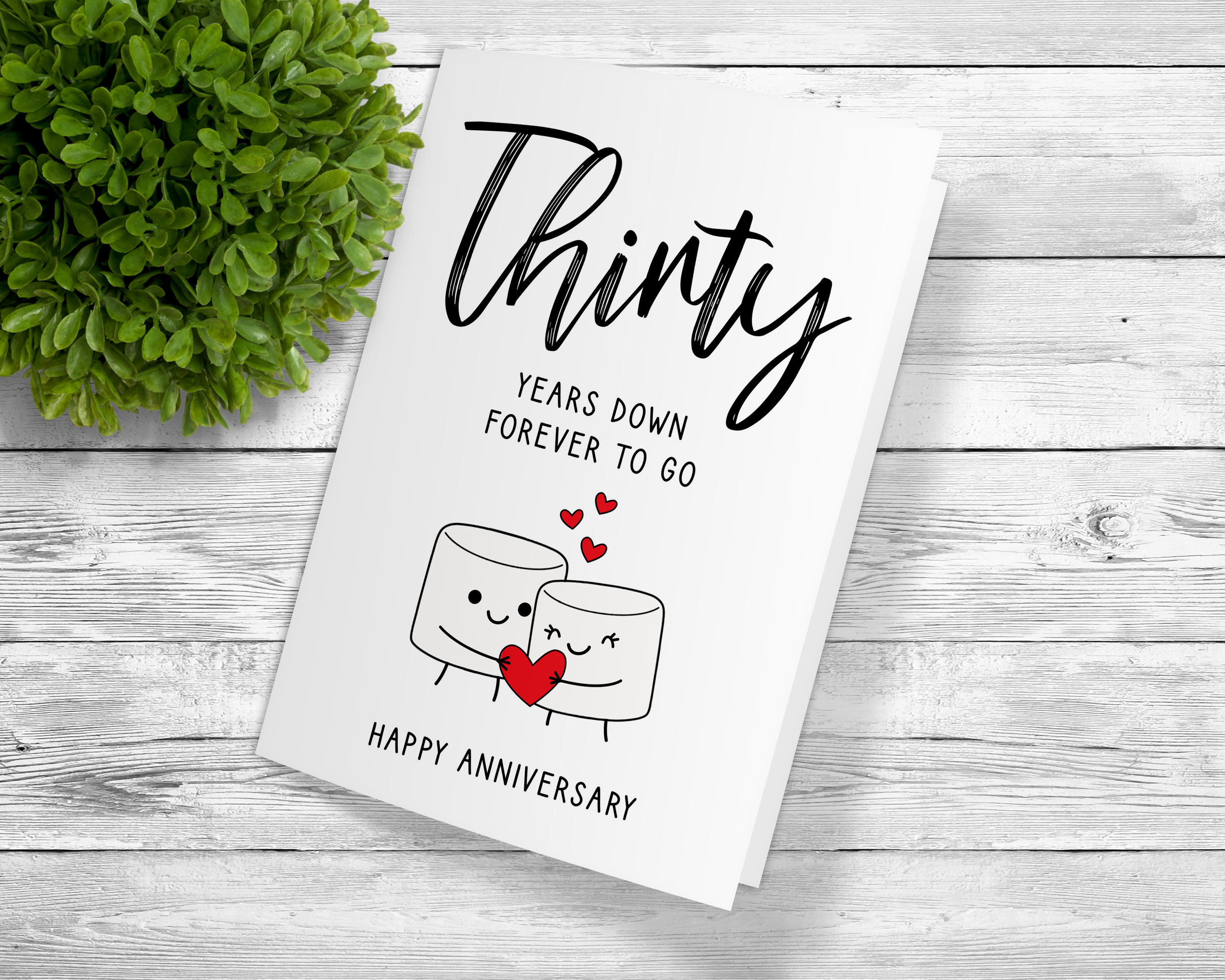 30th Anniversary Card, Printable Anniversary Card, Thirtieth ...