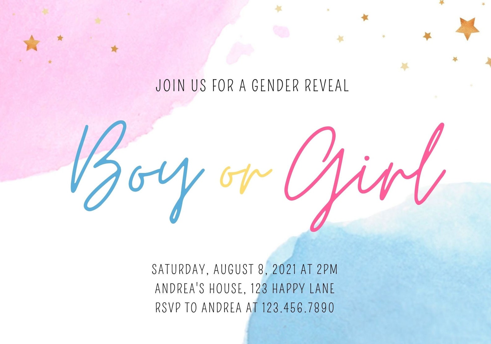 Custom Printable Gender Reveal Invitation Downloadable Gender - Etsy