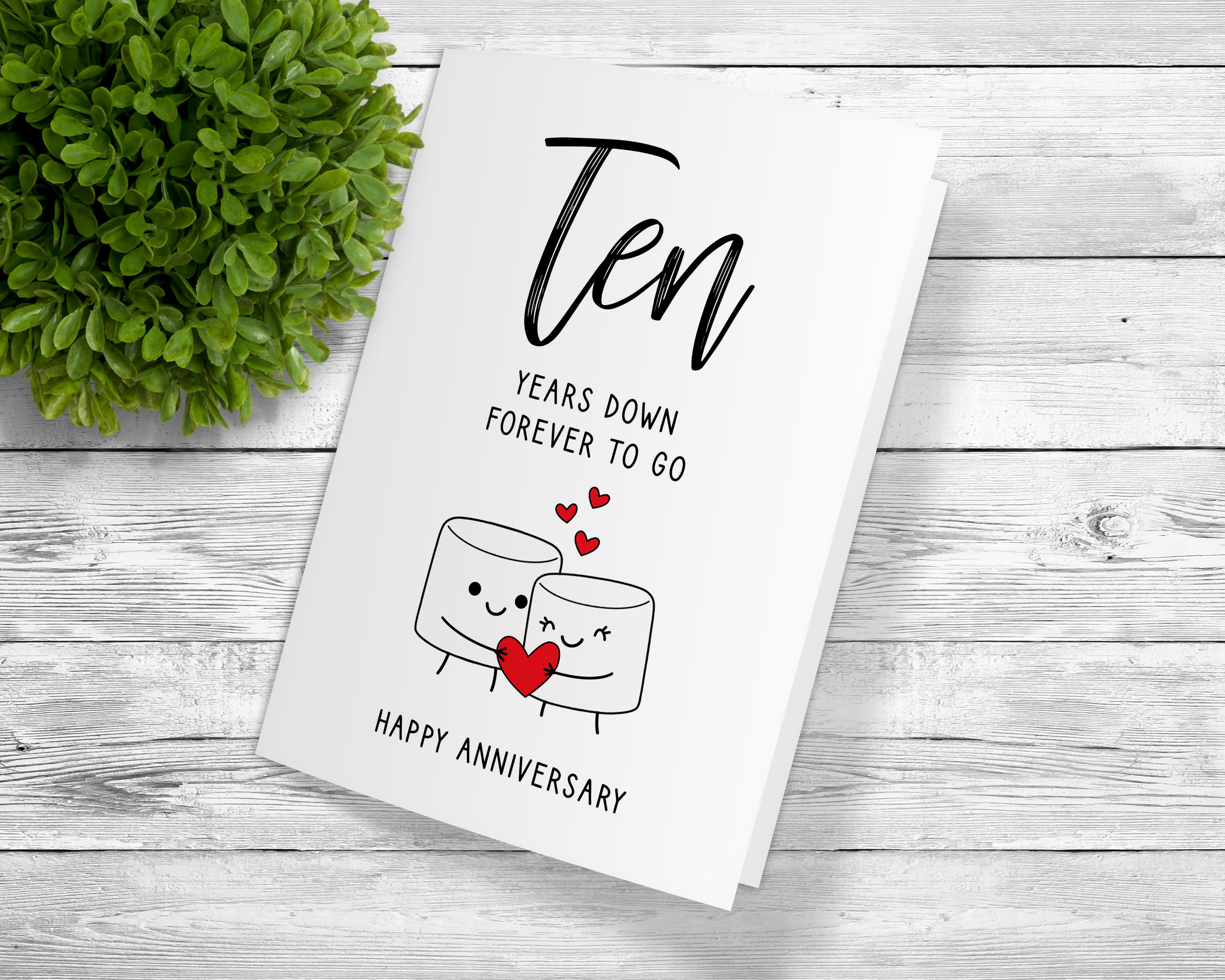 10th Anniversary Card, Printable Anniversary Card, Tenth Anniversary ...