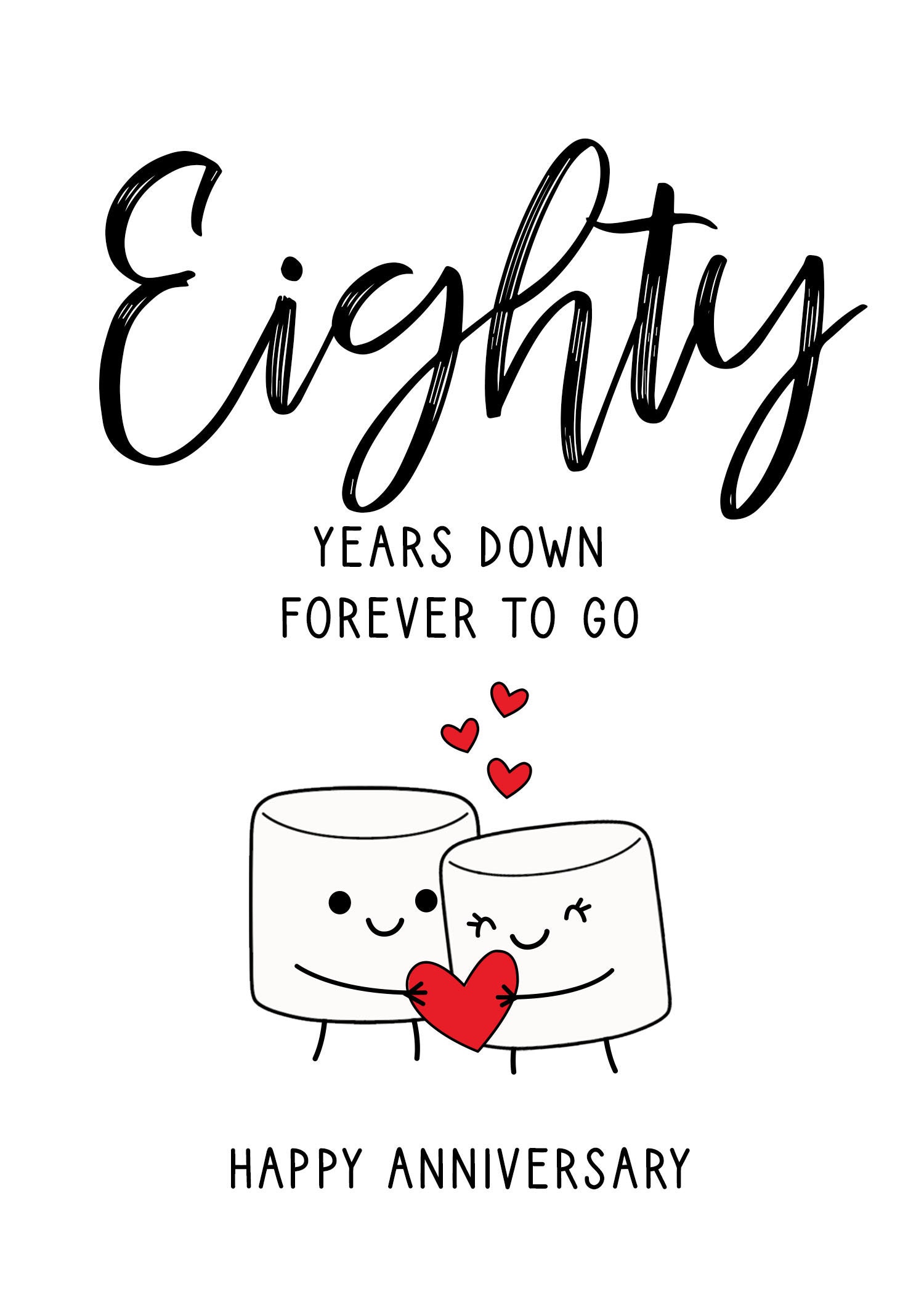 80th Anniversary Card Printable Anniversary Card Eightieth - Etsy