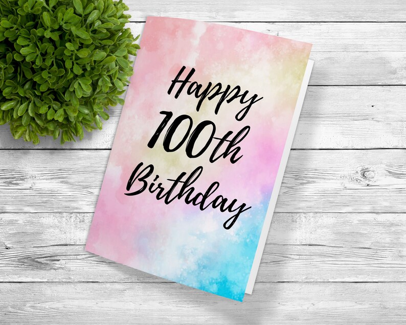 Custom Printable 100th Birthday Greeting, Downloadable 100th Birthday ...