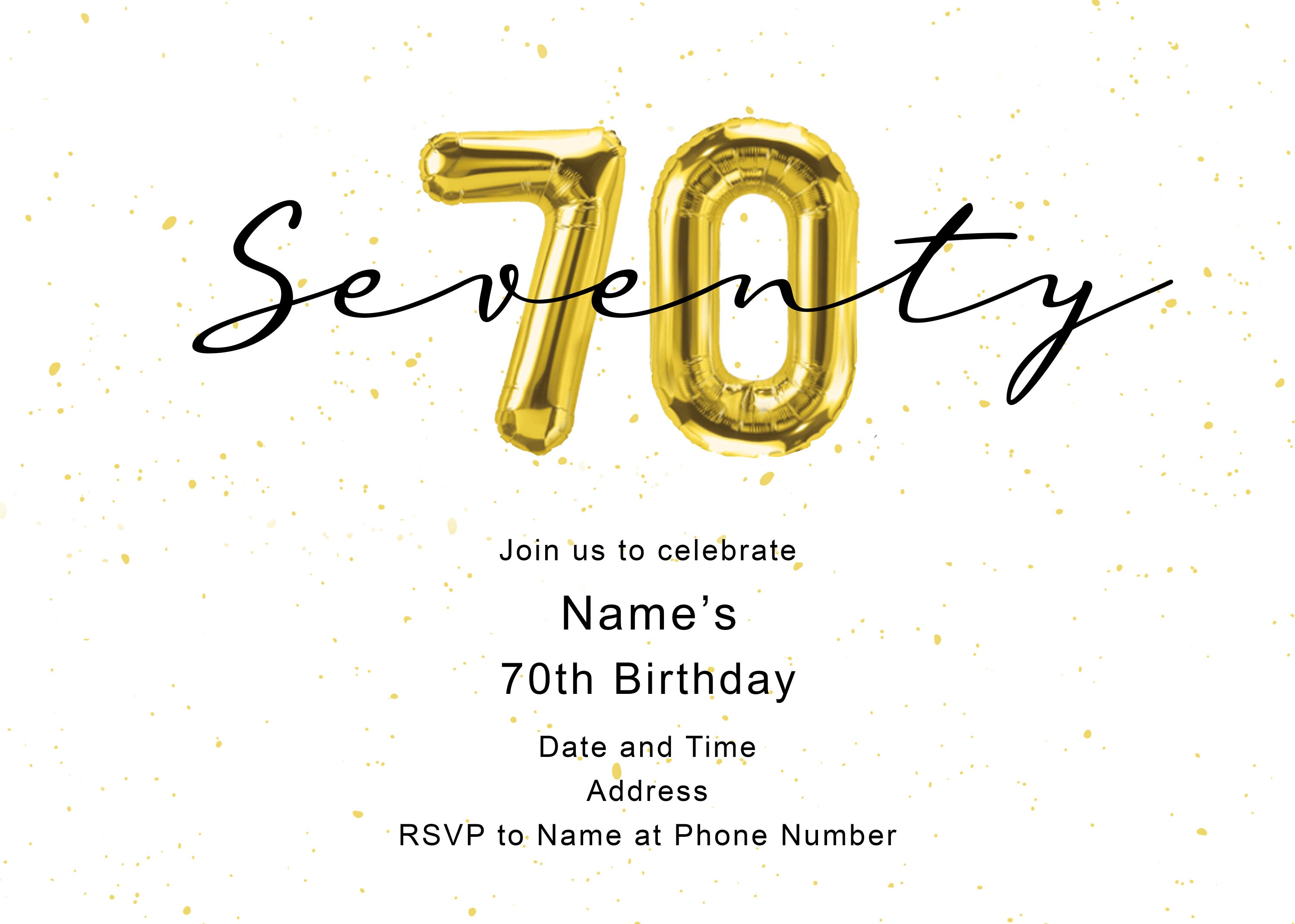Custom Printable 70th Birthday Invitation, Downloadable 70th Birthday ...