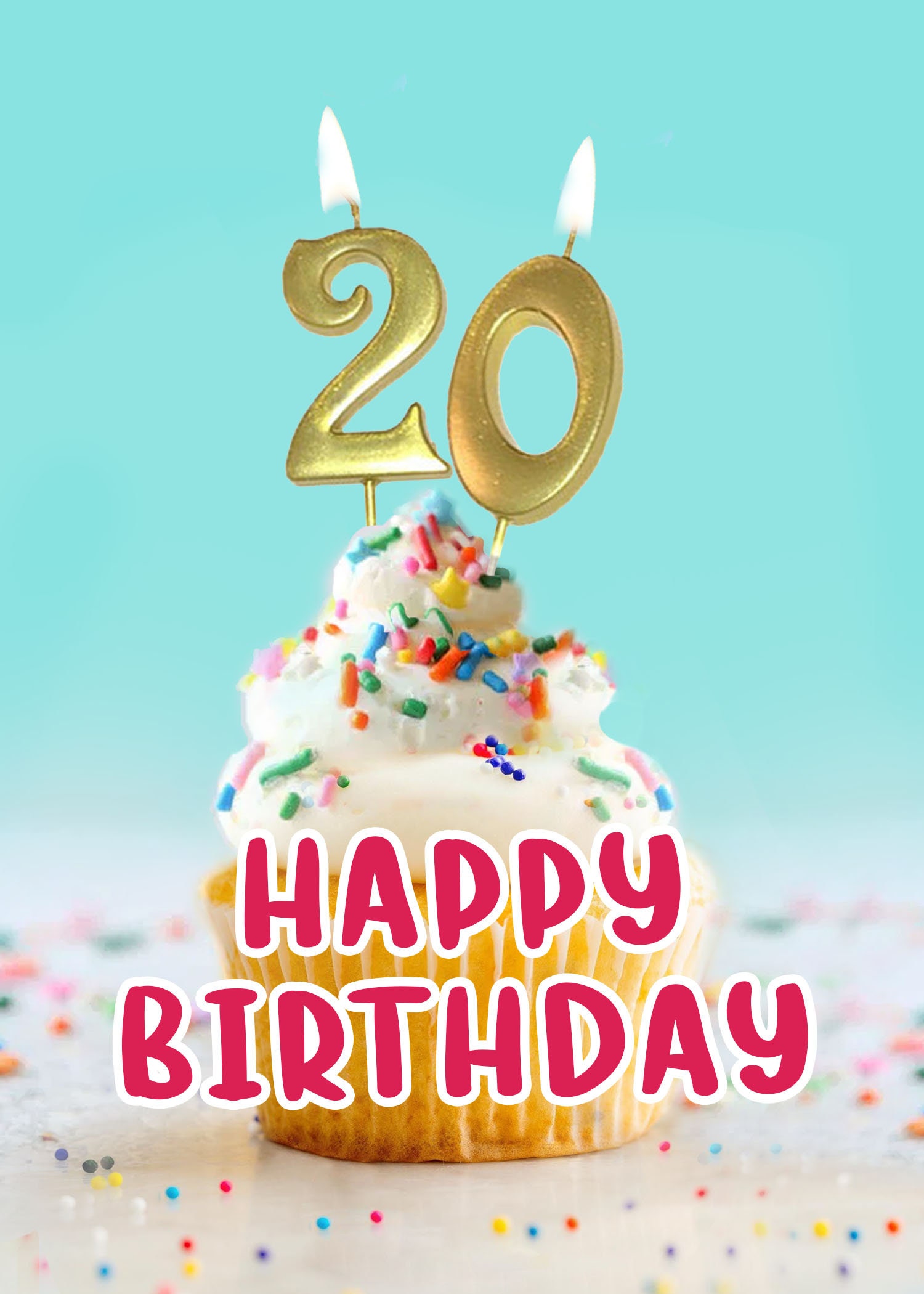 Custom Printable 20th Birthday Greeting, Downloadable 20th Birthday ...