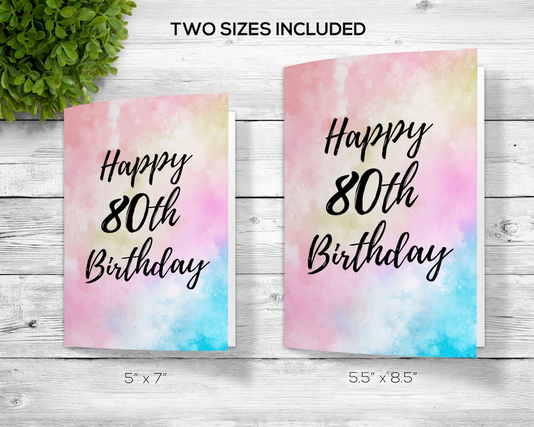 Custom Printable 80th Birthday Greeting, Downloadable 80th Birthday ...