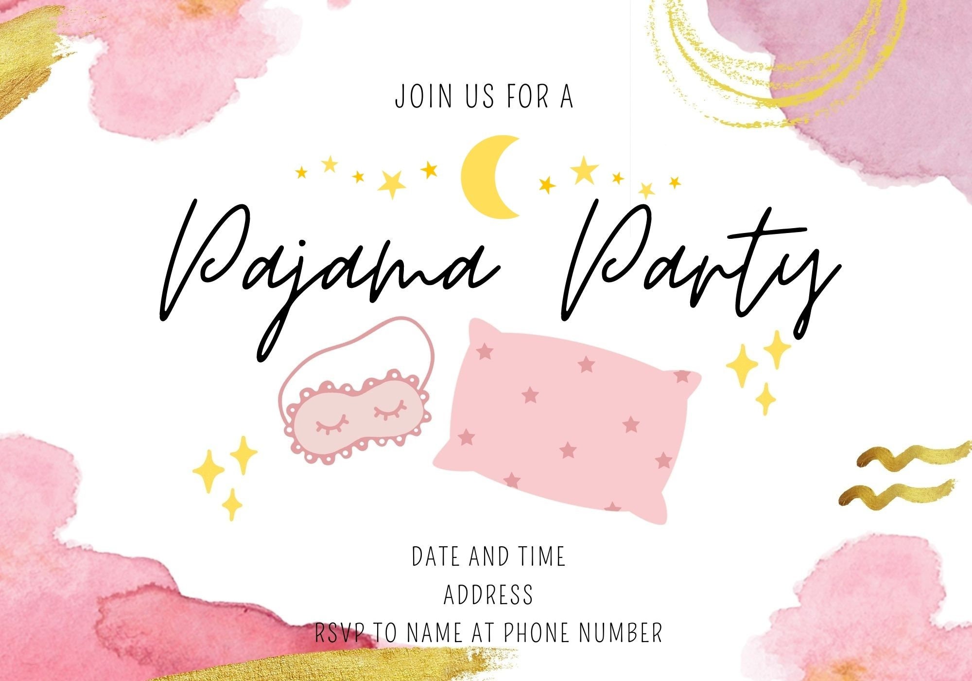 Custom Printable Pajama Party Invitation, Downloadable Pajama Party ...