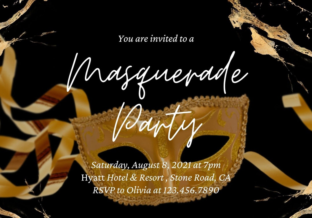 Custom Printable Masquerade Invitation, Downloadable Masquerade ...