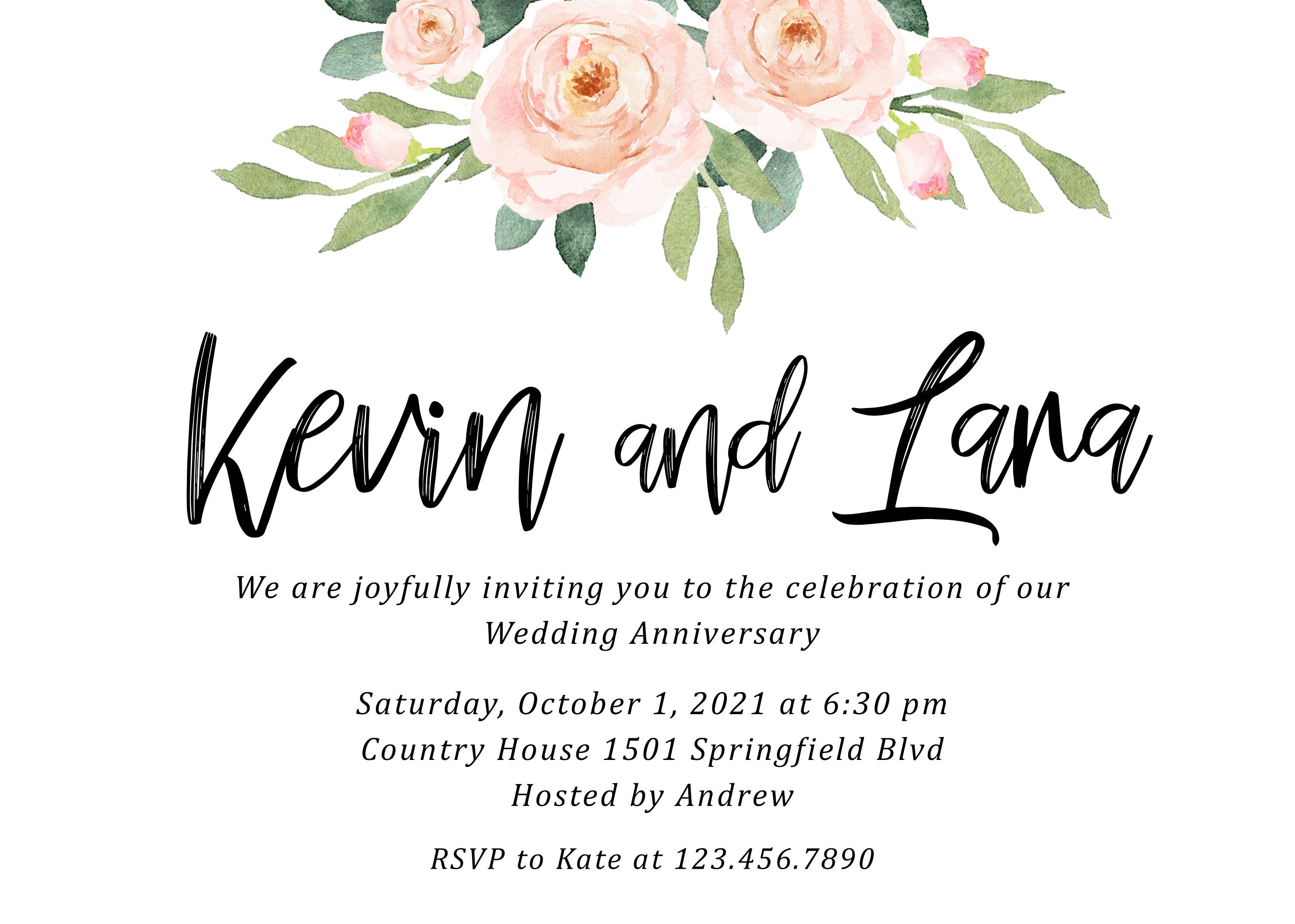 Custom Printable Wedding Anniversary Invitation Downloadable - Etsy