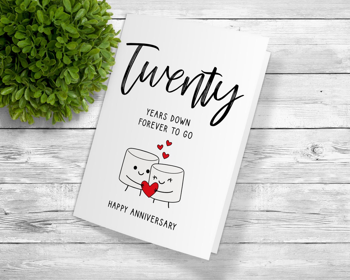 20th Anniversary Card, Printable Anniversary Card, Twentieth ...