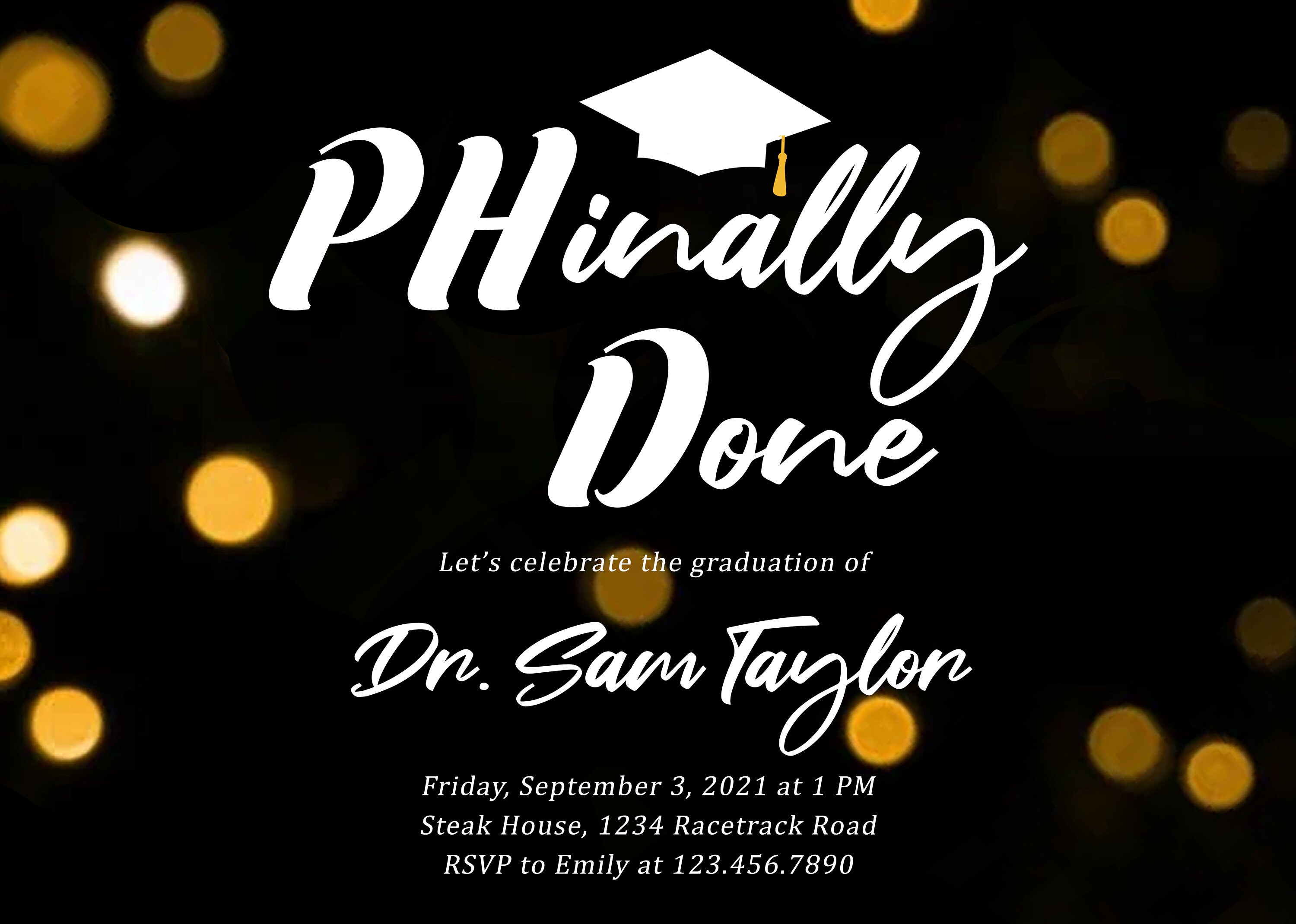 Custom Printable Phd Graduation Invitation, Downloadable Phd Graduation ...