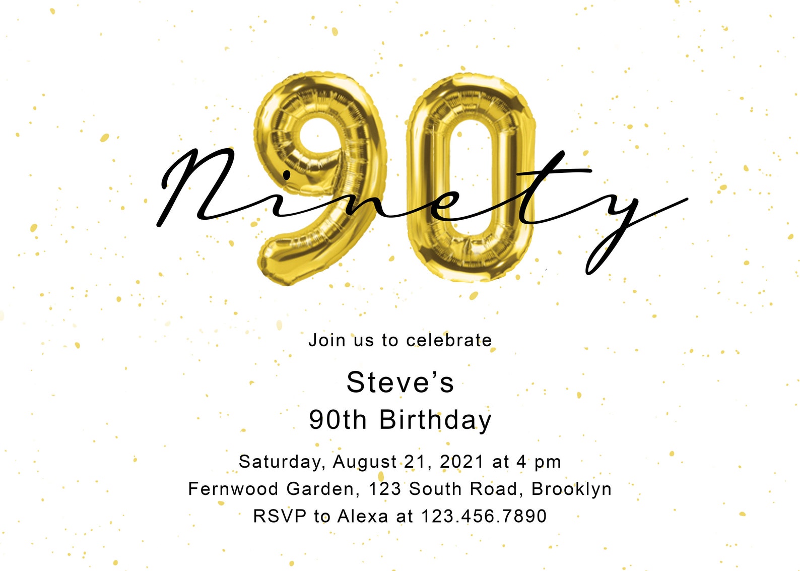Custom Printable 90th Birthday Invitation Downloadable 90th Etsy