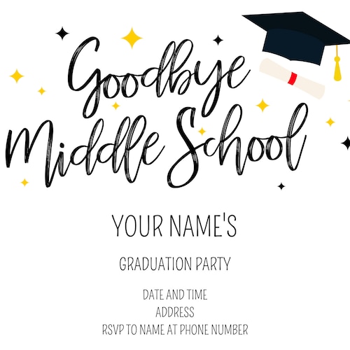 Custom Printable Middle School Graduation Invitation - Etsy